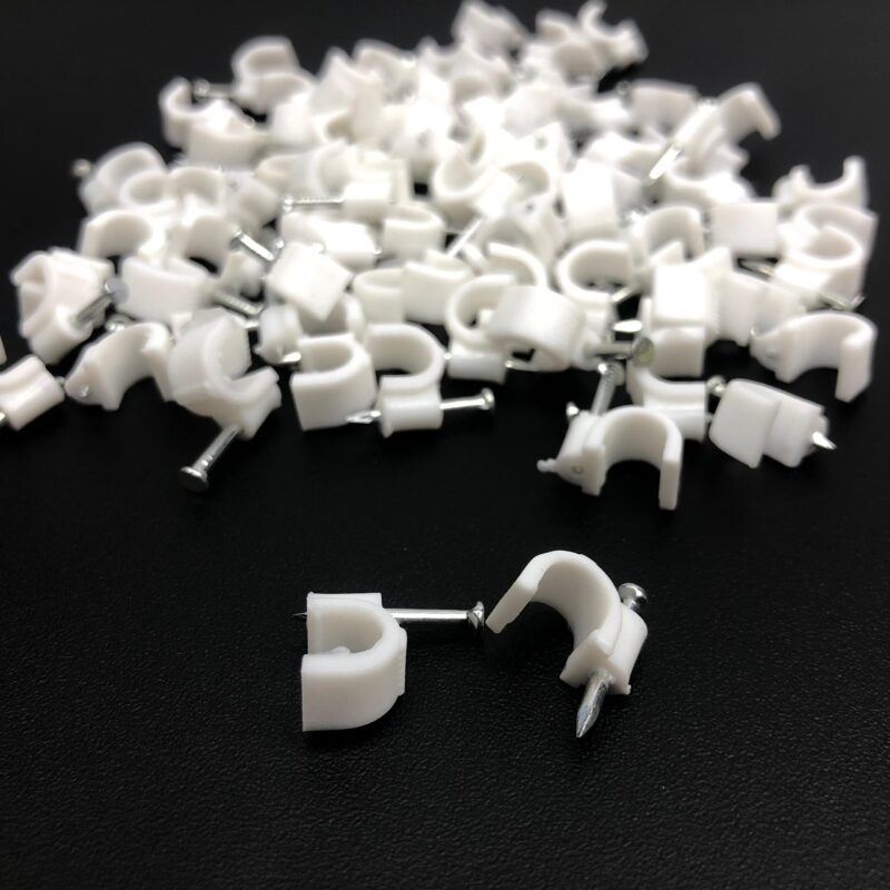 6mm Wire Fastener,Circle Cable Clips with Metal Nails,White (100Pcs ...