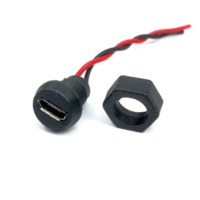 Micro USB Female Mount Connector With Wire [Type-3] - Electro store